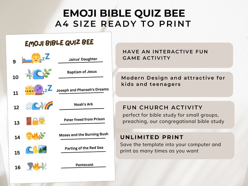 Bible Games, Fun Emoji Bible Quiz, Church Bible Games for Kids, Teens ...