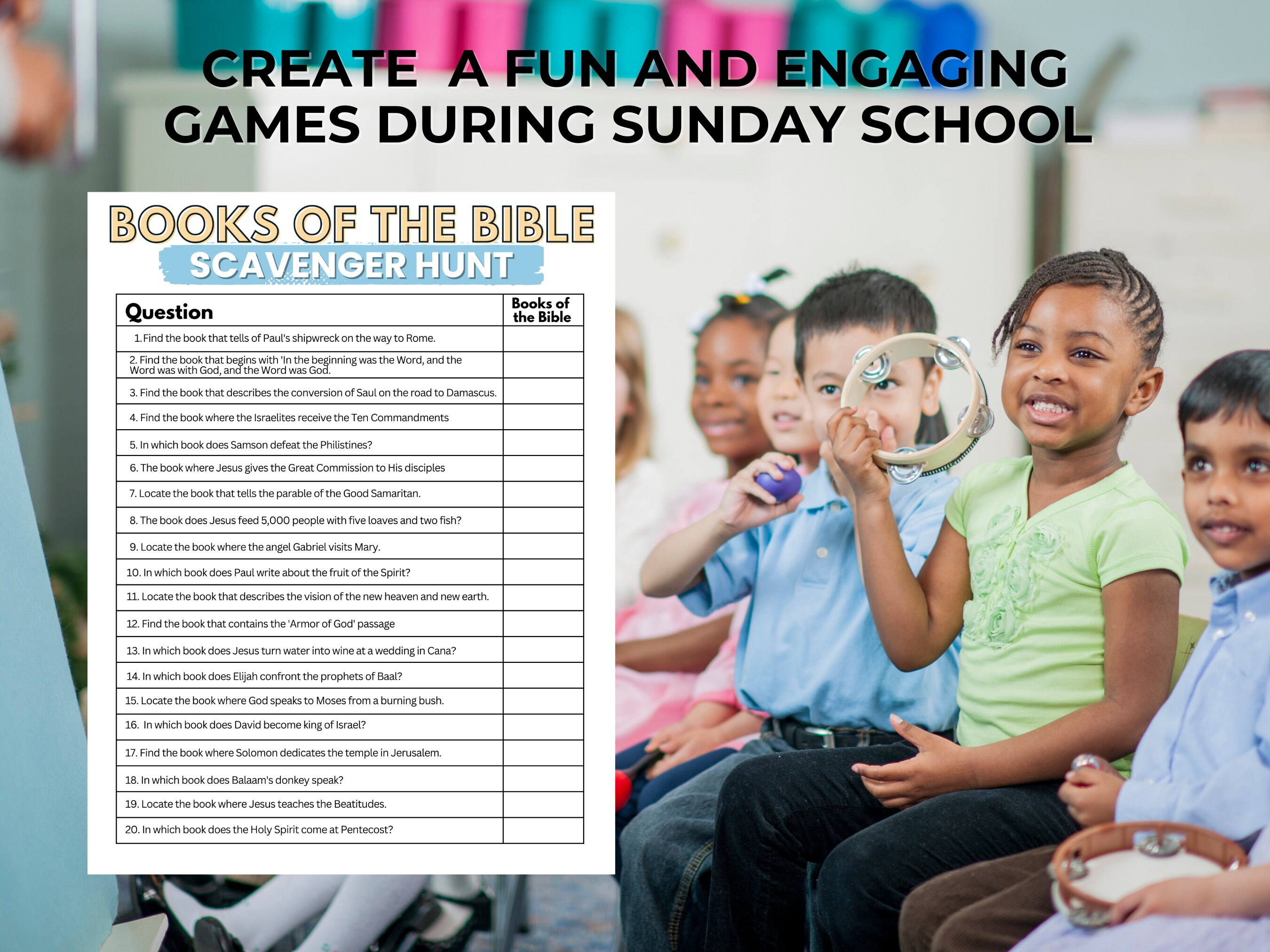 Books of the Bible Scavenger Hunt Game, Printable Church Game, Women's ...