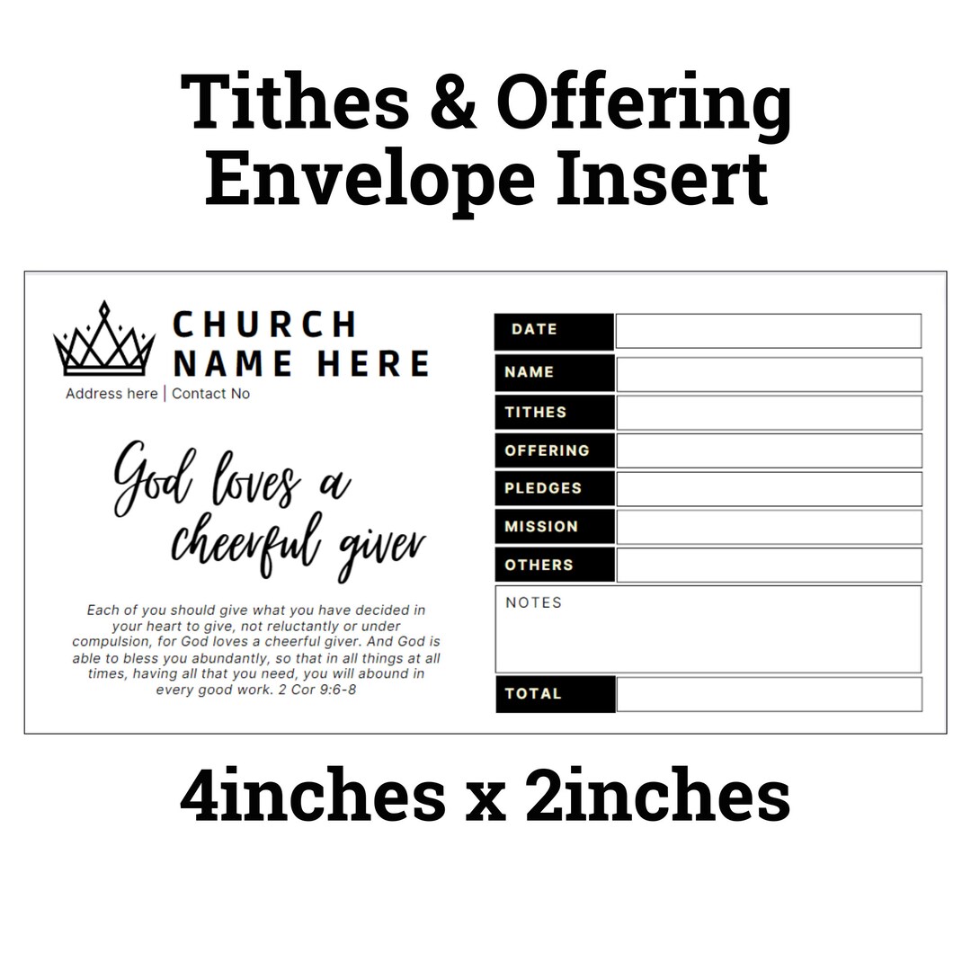 Tithes and Offering Envelope Insert Canva Editable Template Church ...