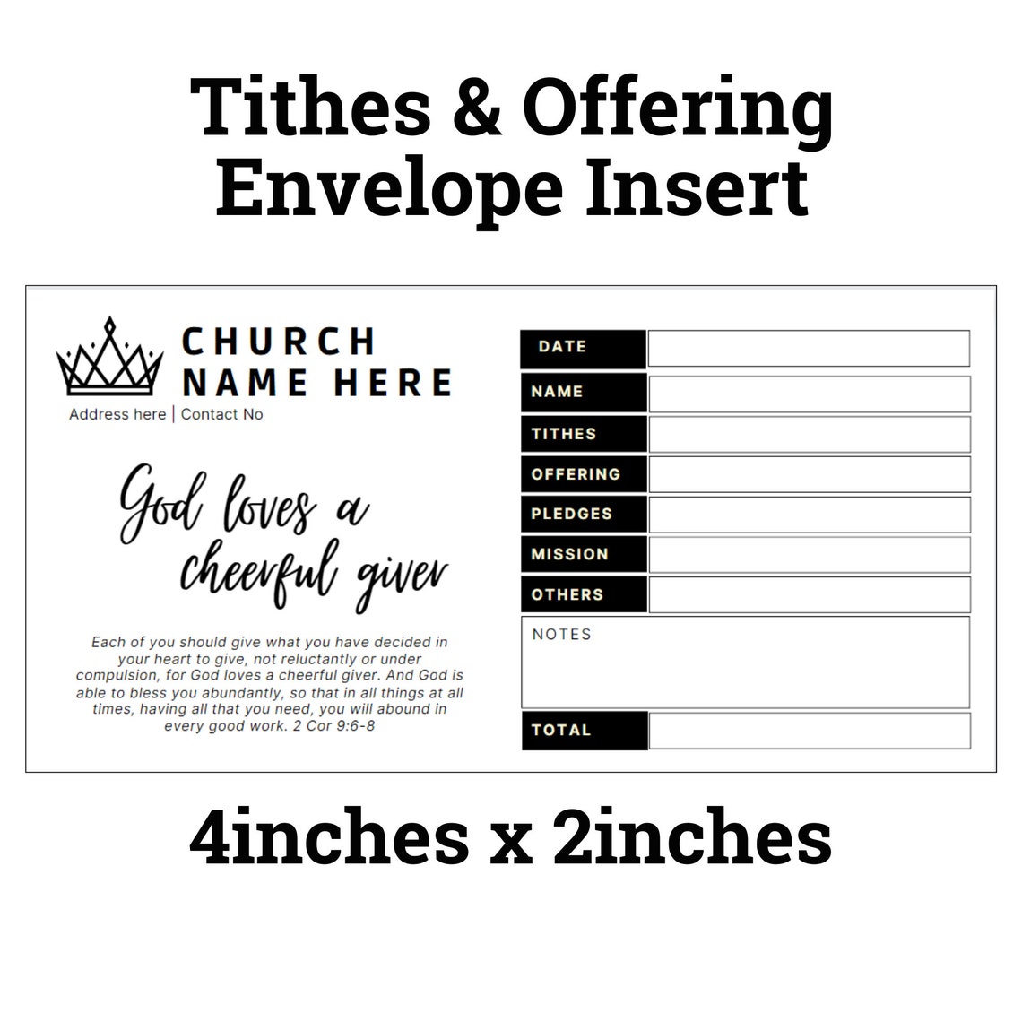 Tithes and Offering Envelope Insert Canva Editable Template Church ...