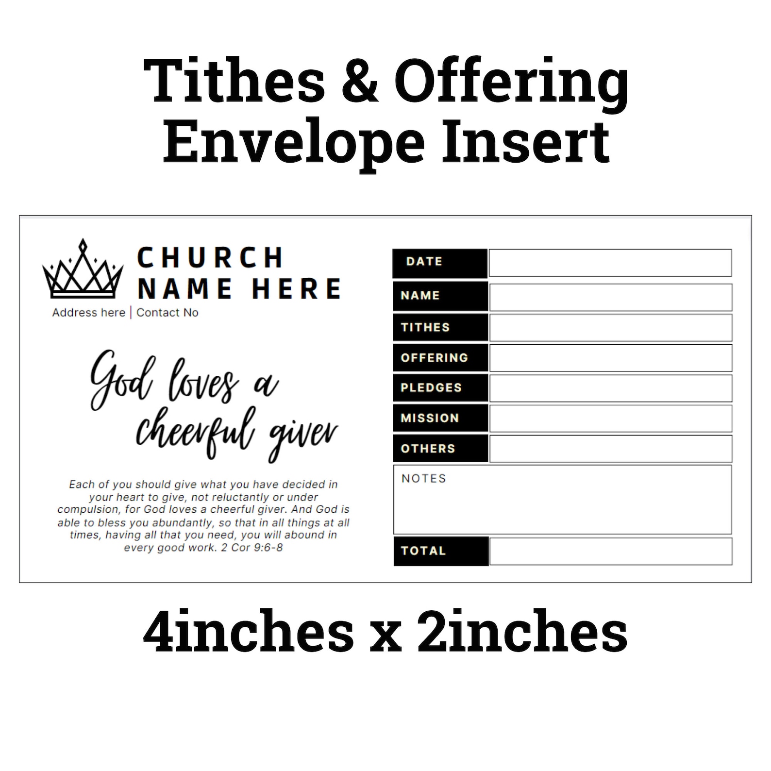 Tithes and Offering Envelope Insert Canva Editable Template Church ...