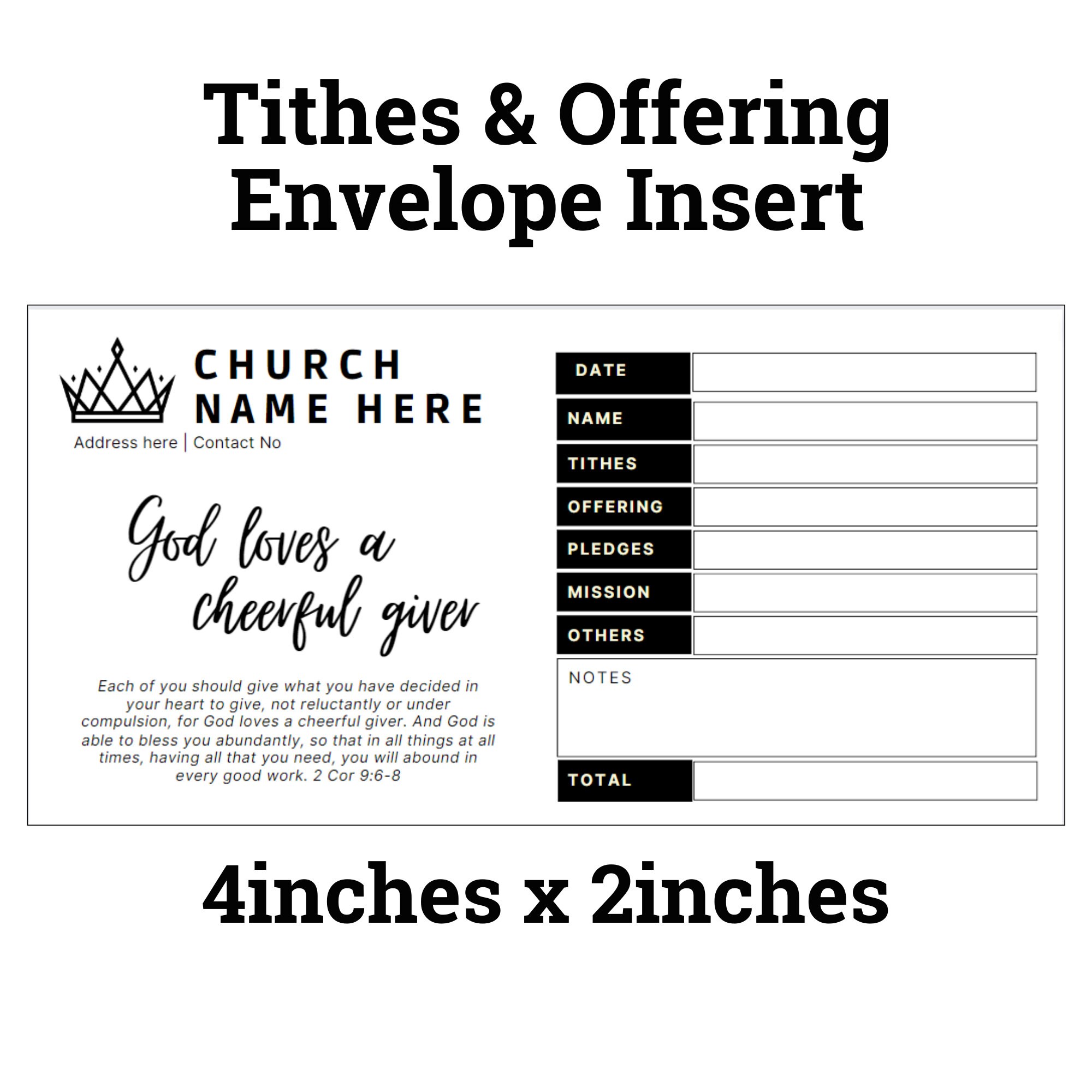 Tithes and Offering Envelope Insert Canva Editable Template Church ...