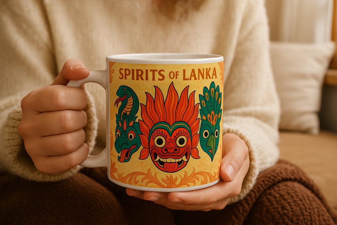 Sri Lankan Raksha Mask Art Mug: Ceylon Culture Vibes Coffee Cup - Etsy