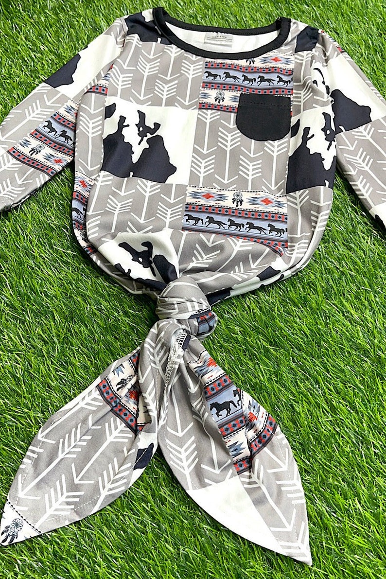 Western Rodeo Arrows Aztec Cow Print Horses Knotted Baby - Etsy