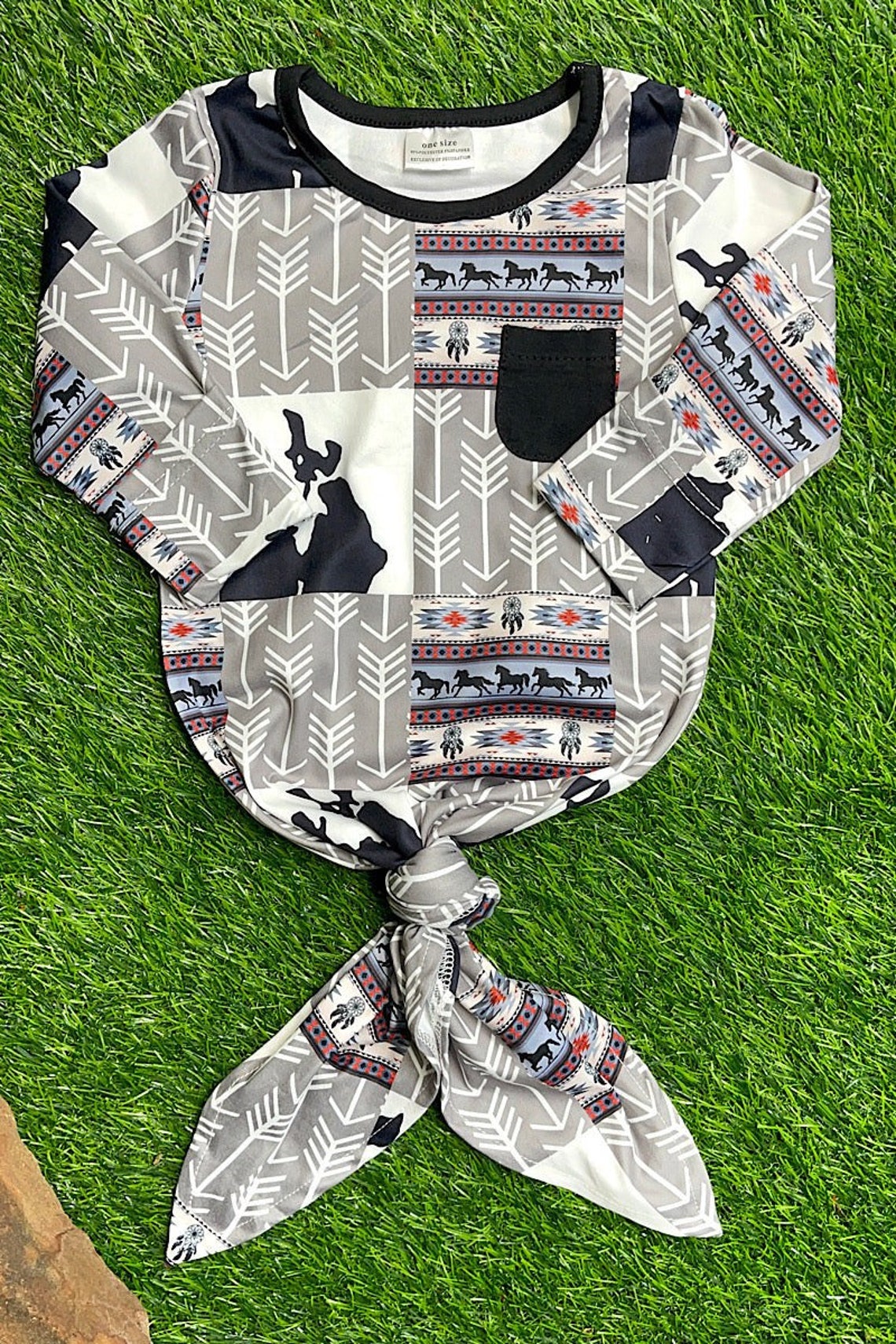 Western Rodeo Arrows Aztec Cow Print Horses Knotted Baby - Etsy