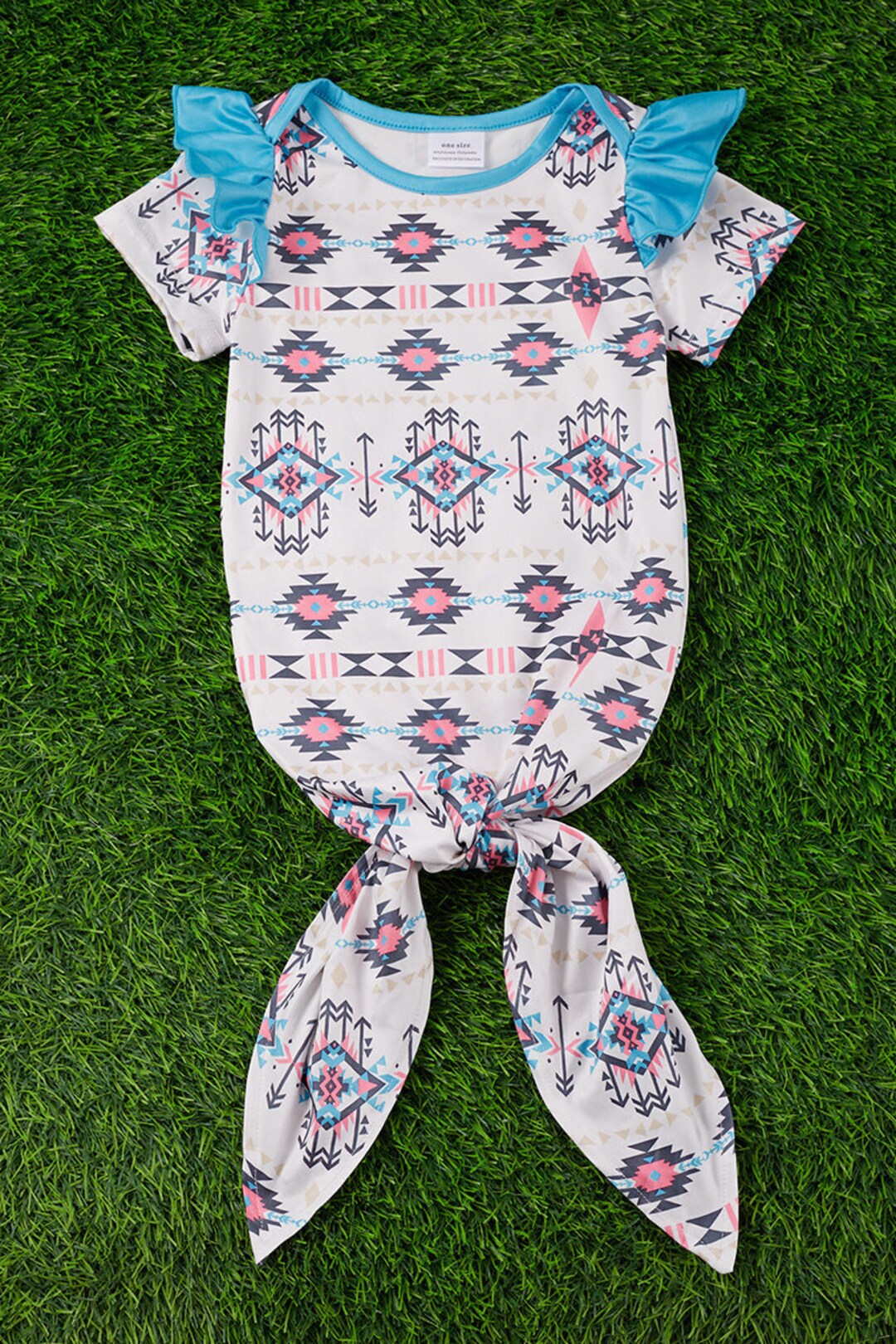 Aztec Baby Girls Knotted Gown Arrows Turquoise Pink - Etsy