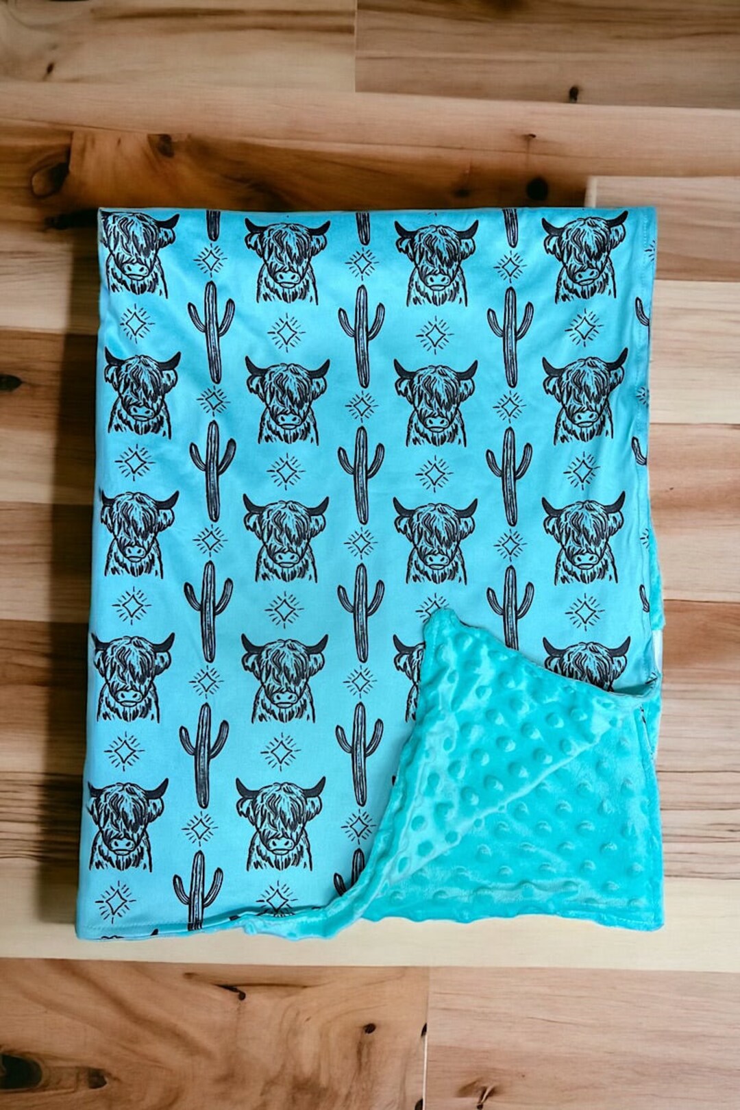 Aztec Turquoise Cow Print Western Rodeo Boys Girls Minky Baby - Etsy
