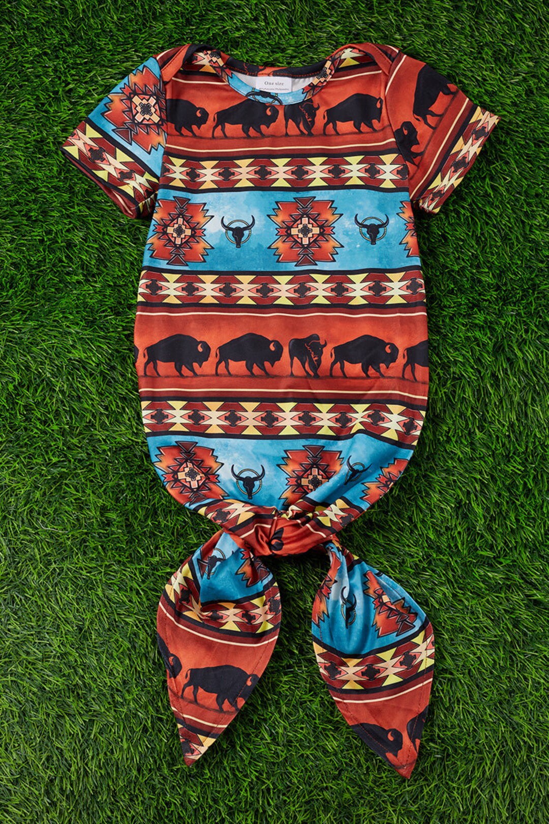 Aztec Buffalo Bull Skull Baby Boys Knotted Newborn Gown - Etsy