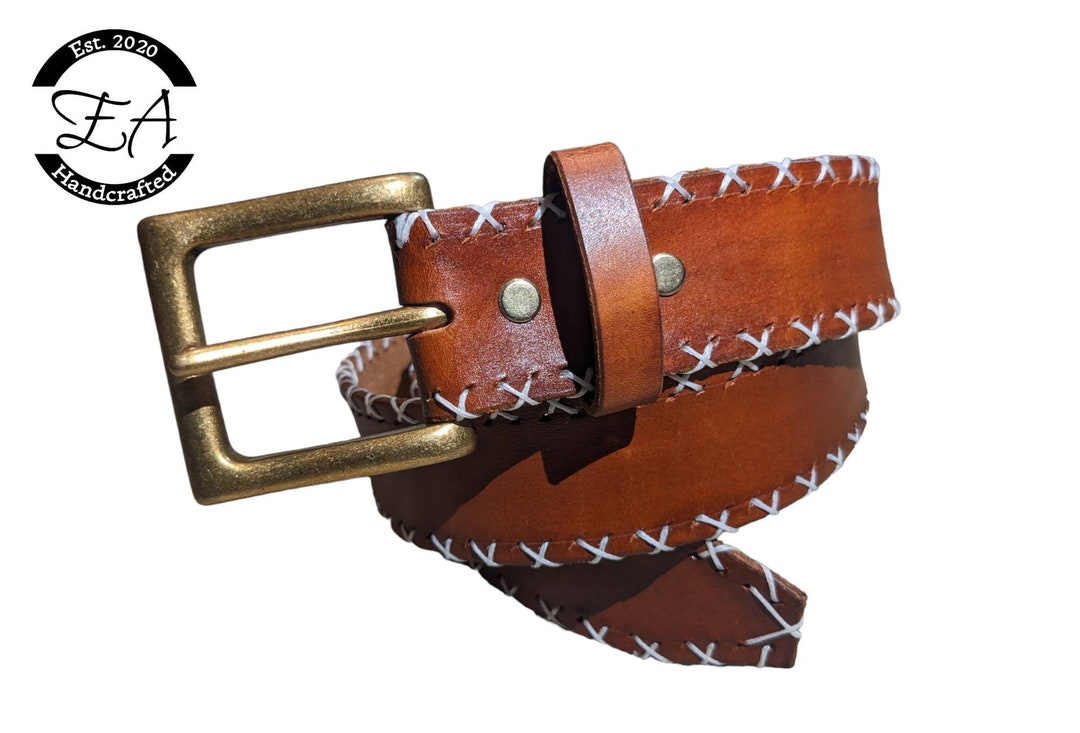 EA Handmade Custom Leather Belt With Stitching Whipstitch Women's Belt ...