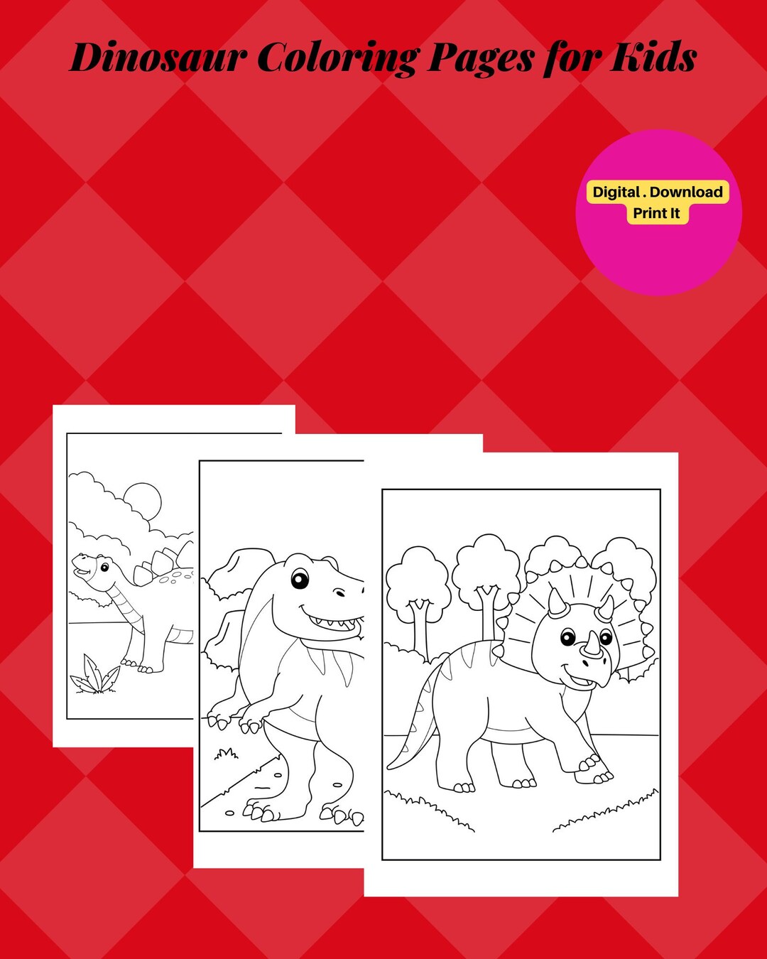Printable Dinosaur Coloring Pages for Kids 15 Pages Digital Download ...