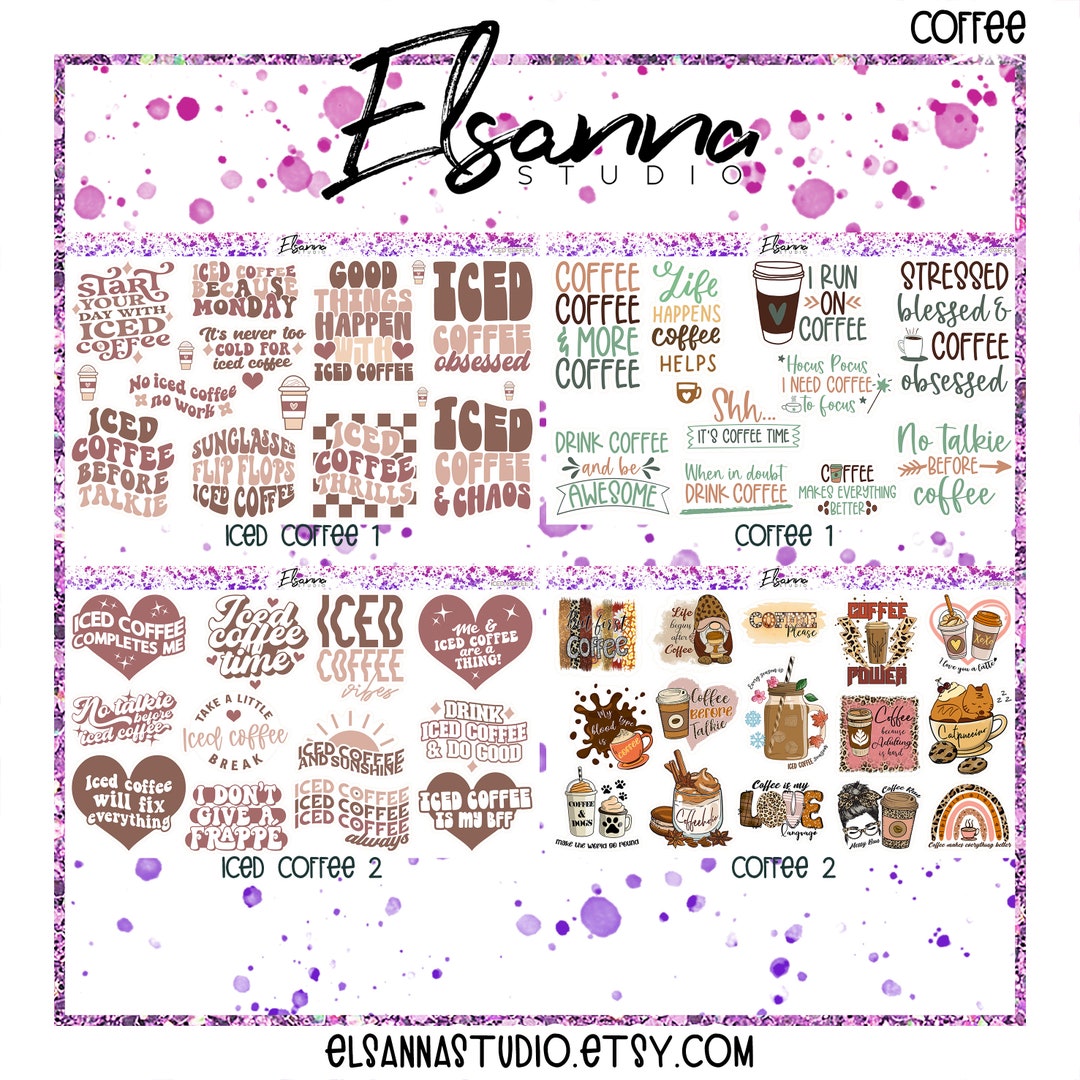 Coffee Sticker Sheet Coffee Iced Coffee Coffeeholic Coffee Stickers - Etsy