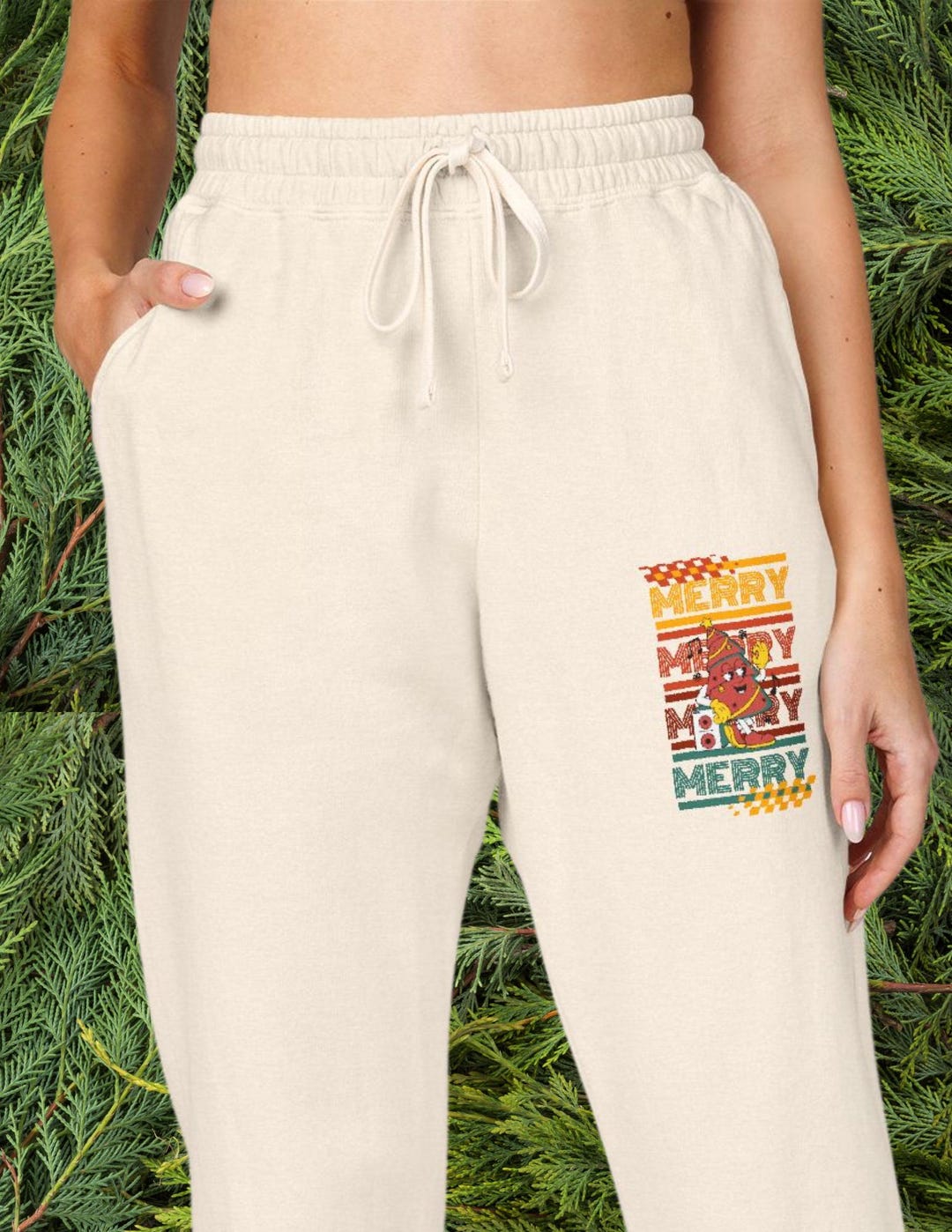 Christmas Tree Retro Boombox Sweatpants Merry Comfort Colors - Etsy
