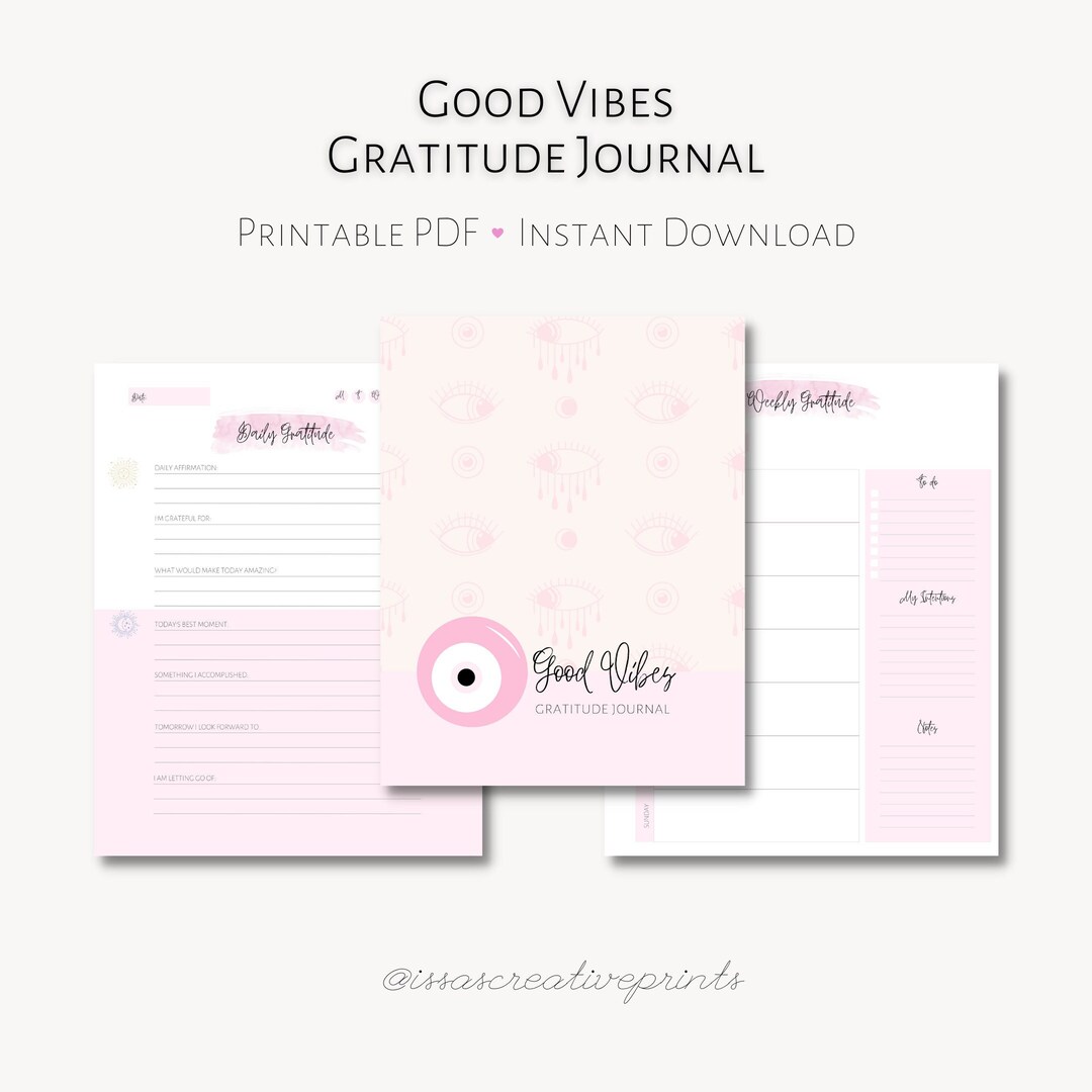 Good Vibes- Gratitude Journal in Pink | Daily Gratitude Journal ...