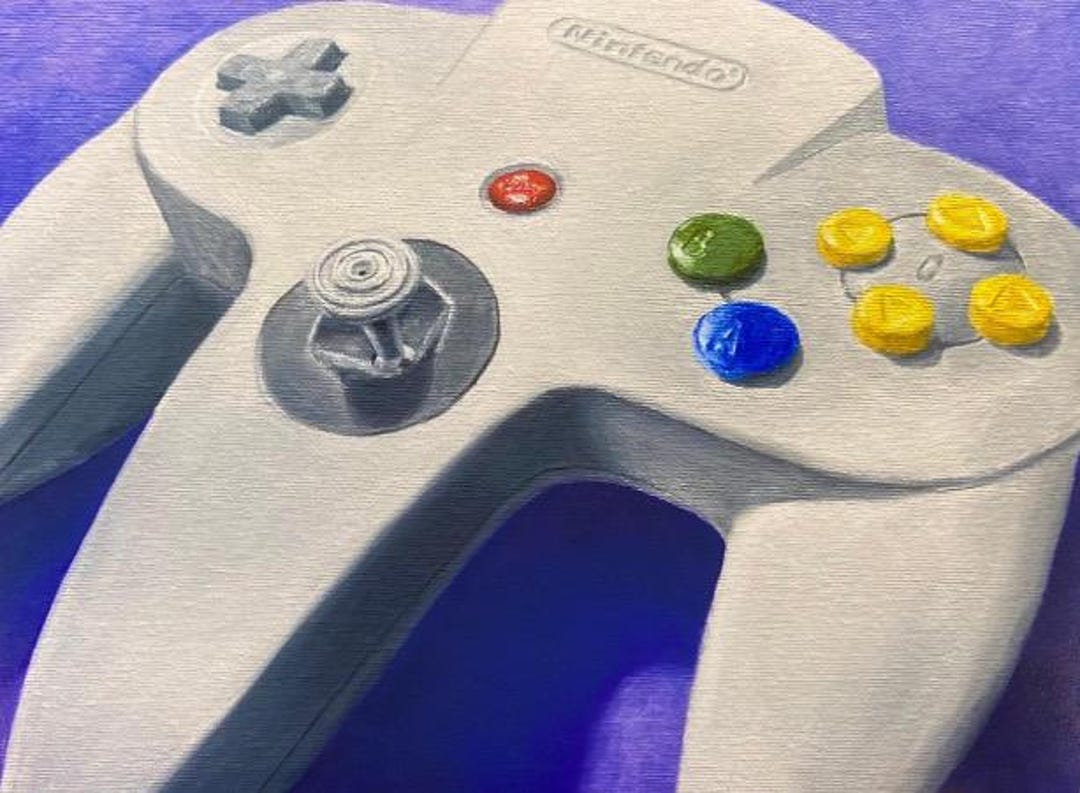 PRINT - N64 Controller Oil Painting "mission Control" Nintendo Retro ...