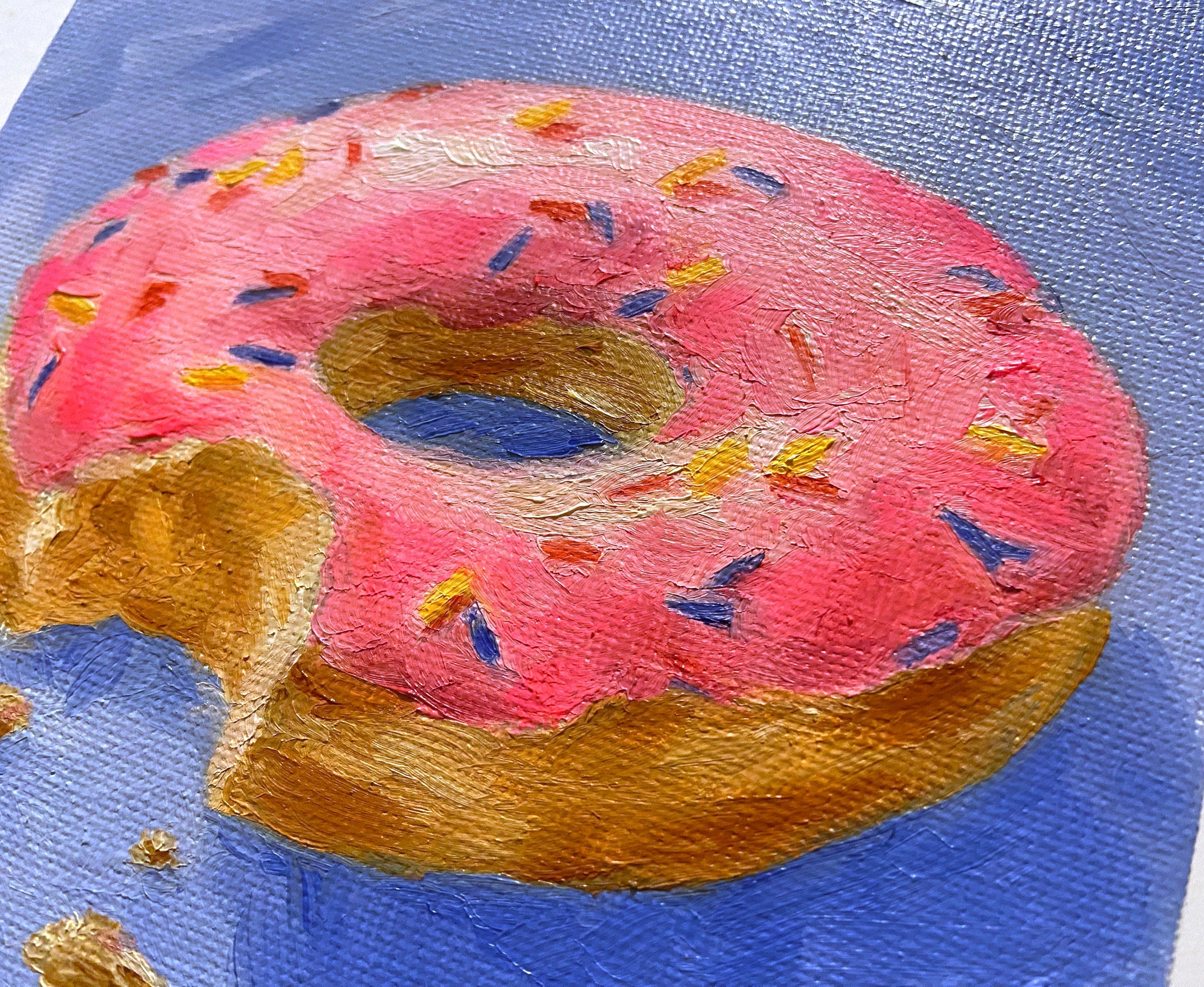 Donut Oil Painting Pink Icing With Sprinkles 5x5 - Etsy