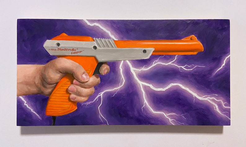 Nintendo Oil Painting "zapper" Retro Duck Hunt Gun 6x12 - Etsy