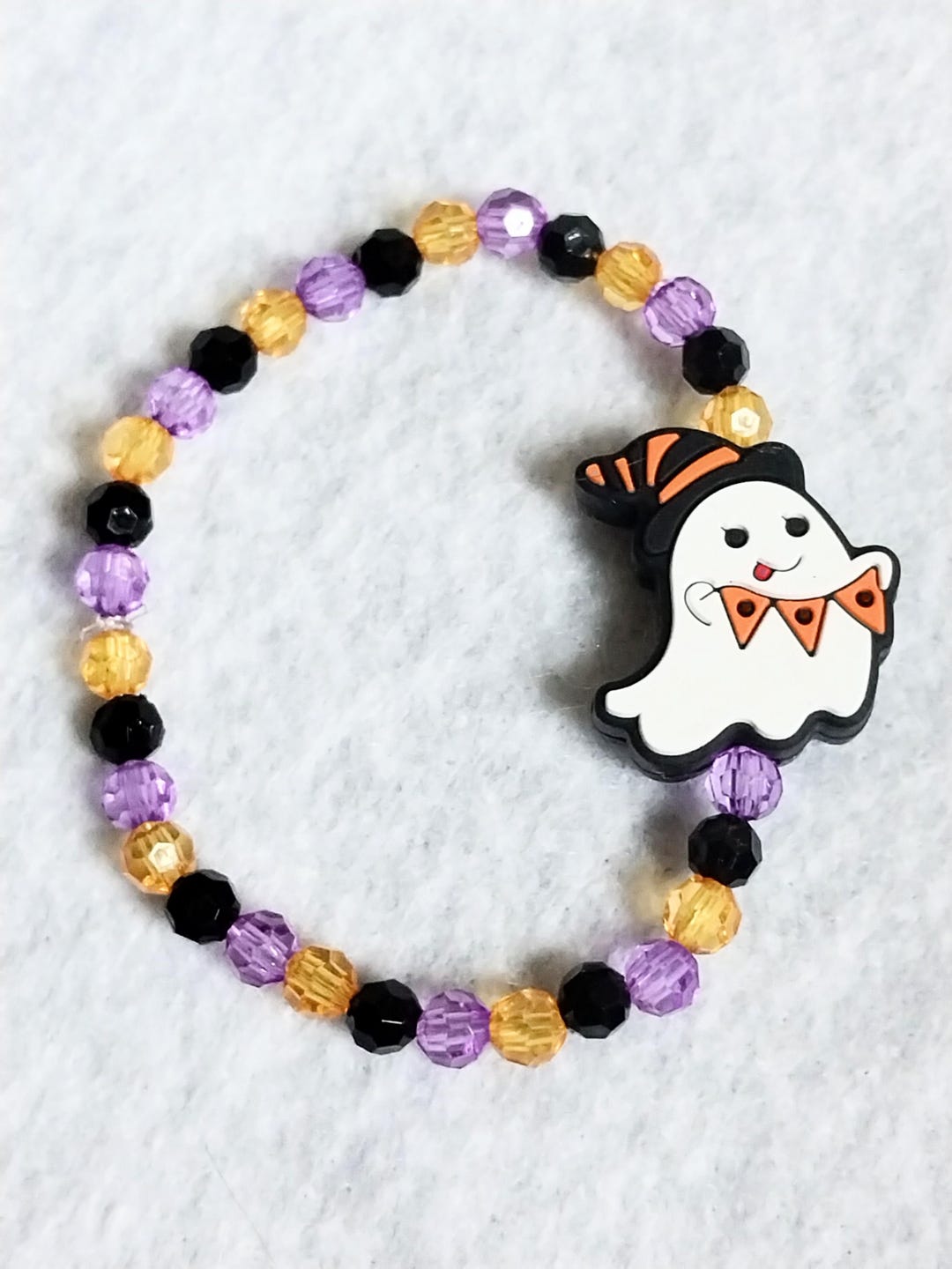 Stretchable Beaded 7.5 Inch Ghost Bracelet, Ghost Bracelet, Halloween ...