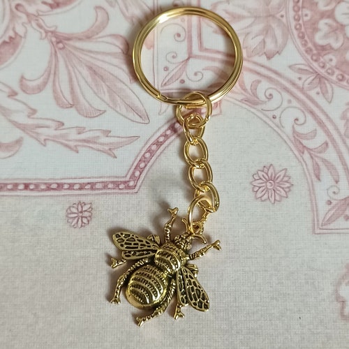 Gold Bee Keychain Honey Comb Purse Charm Gold Bee Charm - Etsy