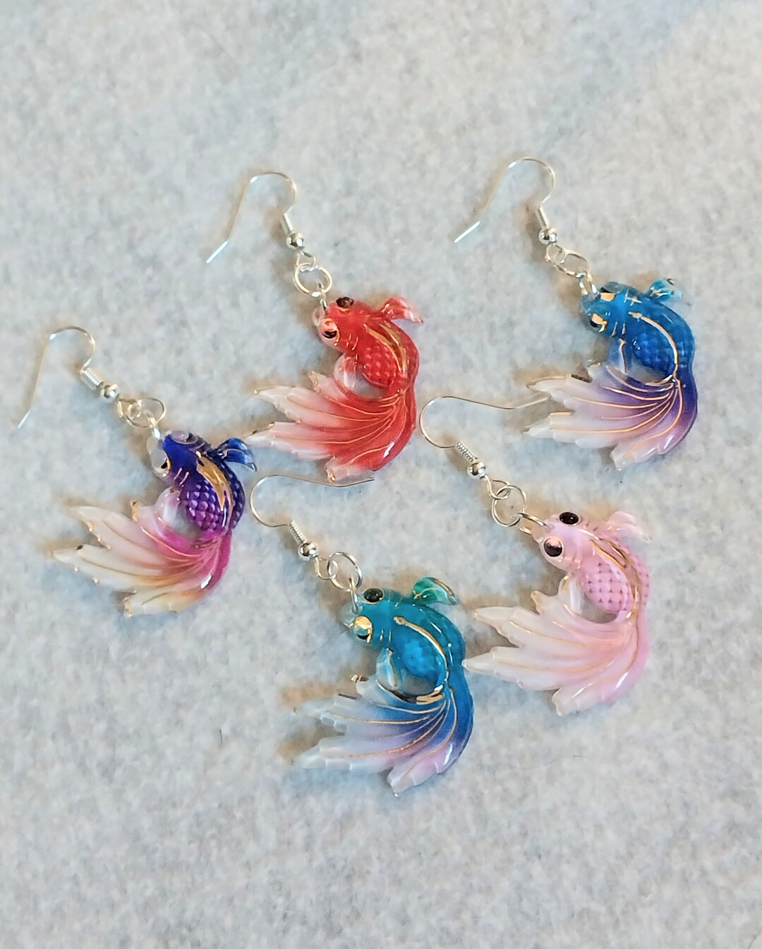 Your Choice of Small Lightweight Fish Dangling Drop Earrings - Etsy