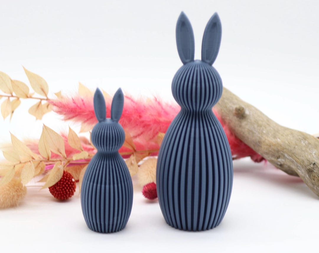 1 Piece of Ribbed Rabbit Model From a 3D Printer, Blue-grey, Simple and ...