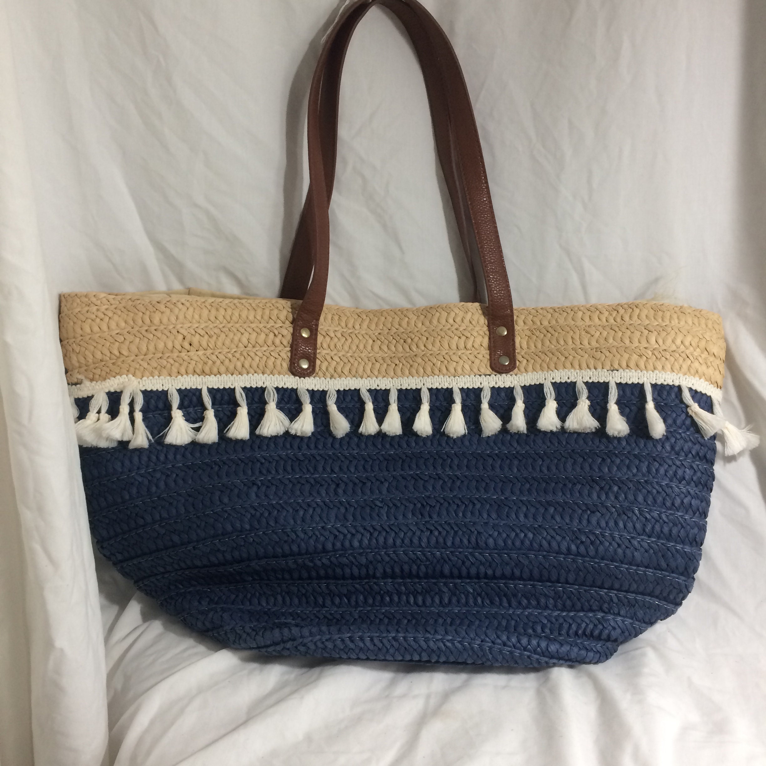 Vintage Style Straw Beachbag - Etsy