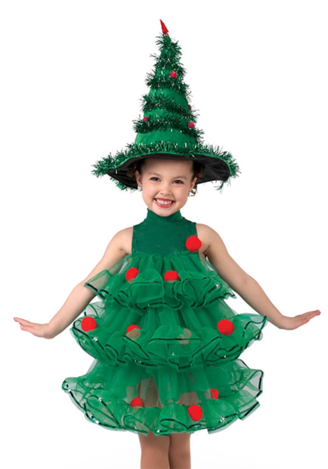 Christmas Tree Girl Costume, Holiday Tutu Dress, Hat Included - Etsy