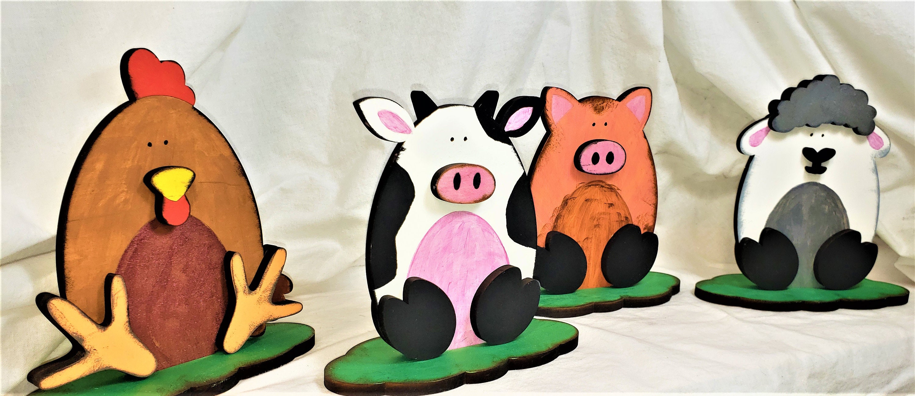 Farm Animal Shelf Sitters - Cute Farm Animals - Cow Decor- Chicken ...