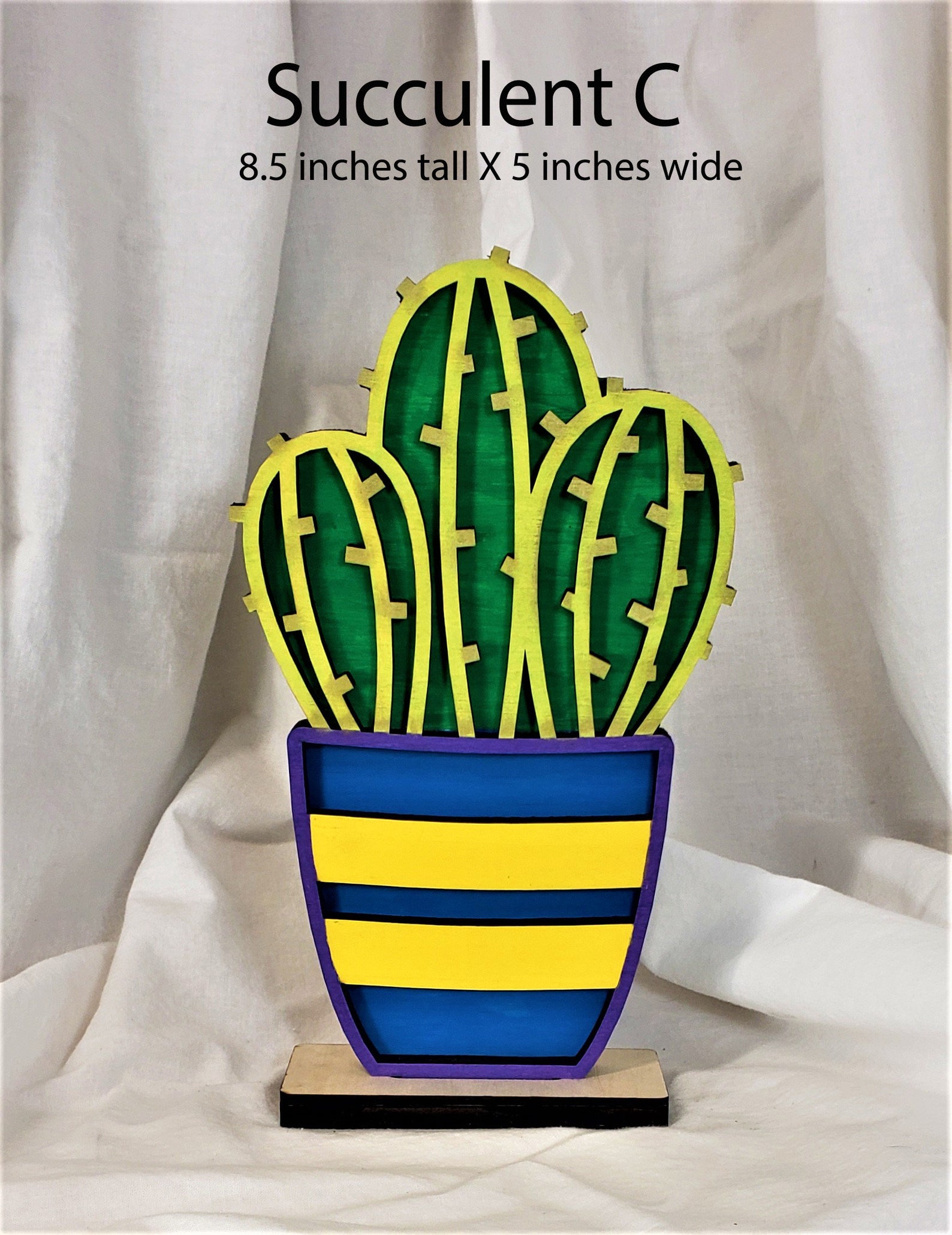 Individual Succulents Sign With Stand - 3D Laser Cut Wood - Hand ...