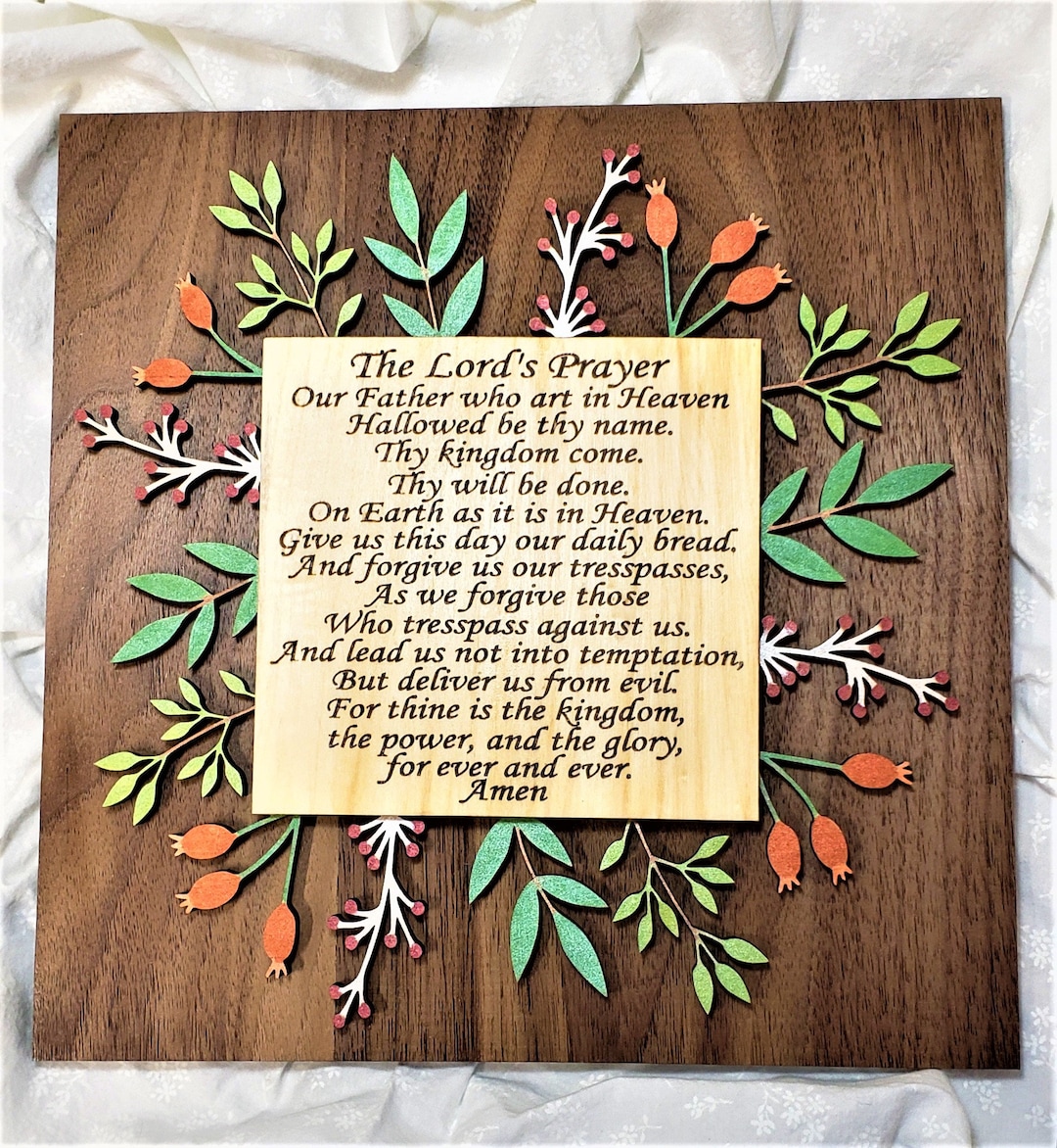 The Lord's Prayer - Prayer Decor - Beautiful Laser Cut 3D Floral Design ...
