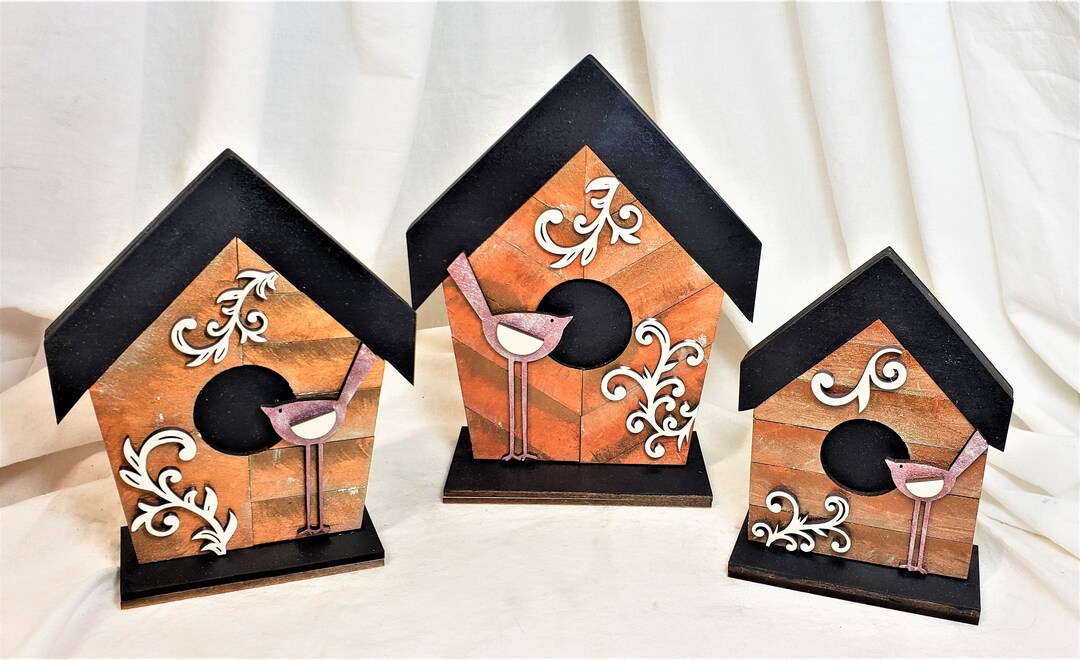 Birdhouse Decor - Farmhouse Style Birdhouse Decor - Laser Cut & Hand ...
