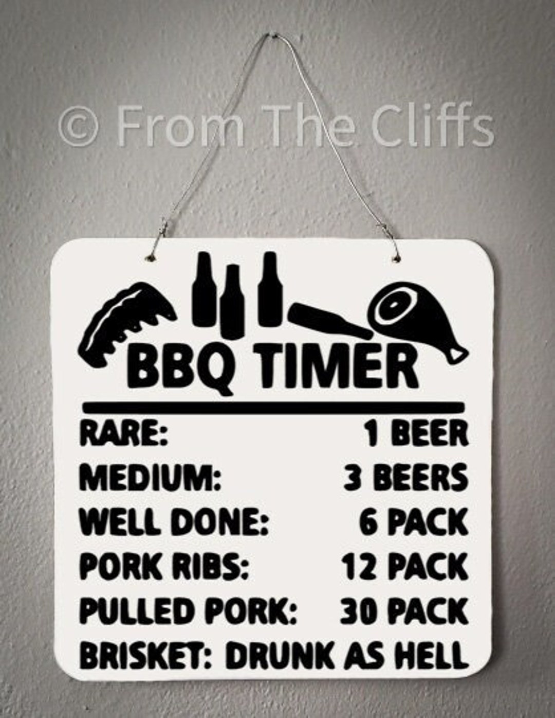 Brisket BBQ Timer - Grilling Sign - Funny BBQ Sign - Man Cave Sign ...