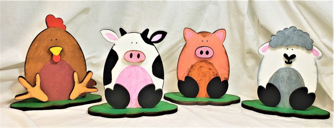 Farm Animal Shelf Sitters - Cute Farm Animals - Cow Decor- Chicken ...