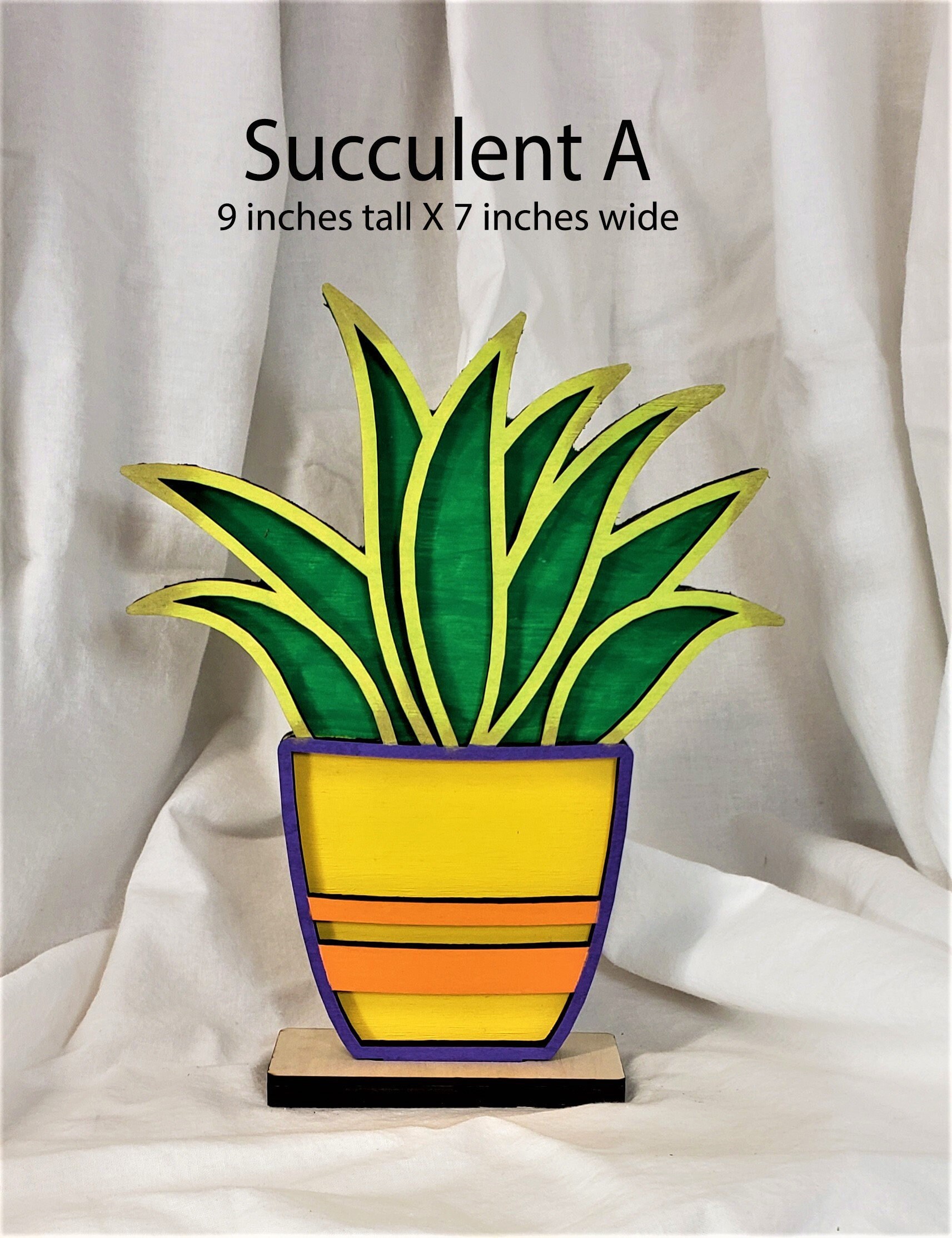 Individual Succulents Sign With Stand - 3D Laser Cut Wood - Hand ...