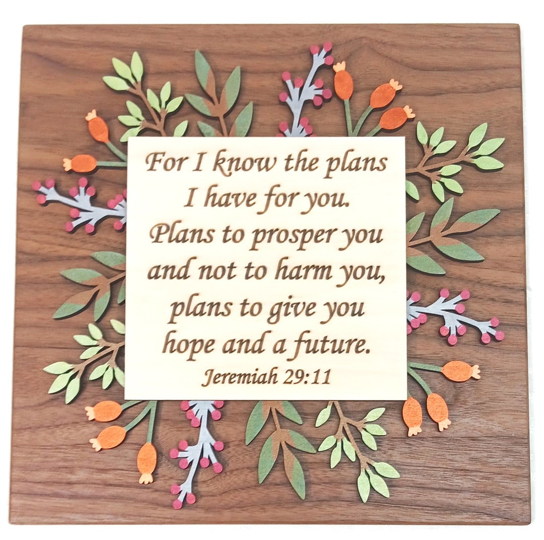 Jeremiah 29:11 Floral Wood Wall Art – Laser Cut Prayer Decor - Etsy