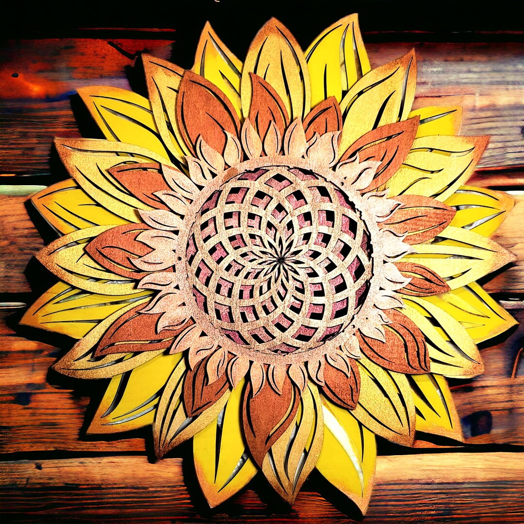 Sunflower Door Hanger - Wooden Sunflower - 3D Laser Cut - Hand Painted ...