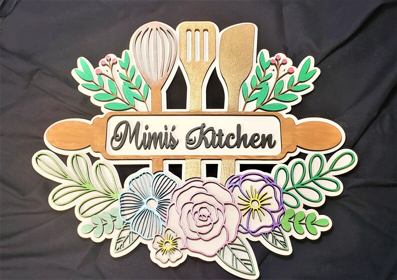 Personalized Wood Kitchen Sign - Laser Cut - Hand Painted - Custom ...