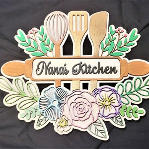 Personalized Wood Kitchen Sign - Laser Cut - Hand Painted - Custom ...