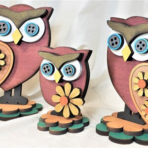 Owl Family Owl Decor Laser Cut Hand Painted Owl Lover - Etsy