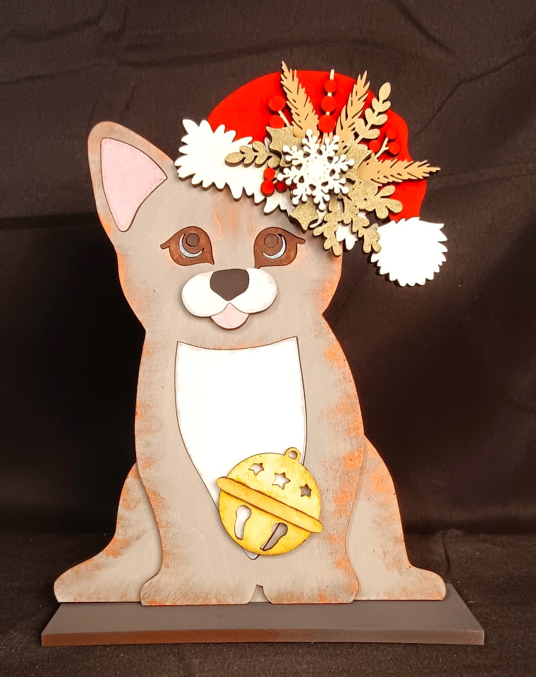 Christmas Kitty Cat Xmas Kitty Cat Christmas Decor Santa Hat Kitty - Etsy