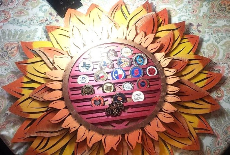 Challenge Coin Sunflower Display - Challenge Coin Decor - Military Coin ...