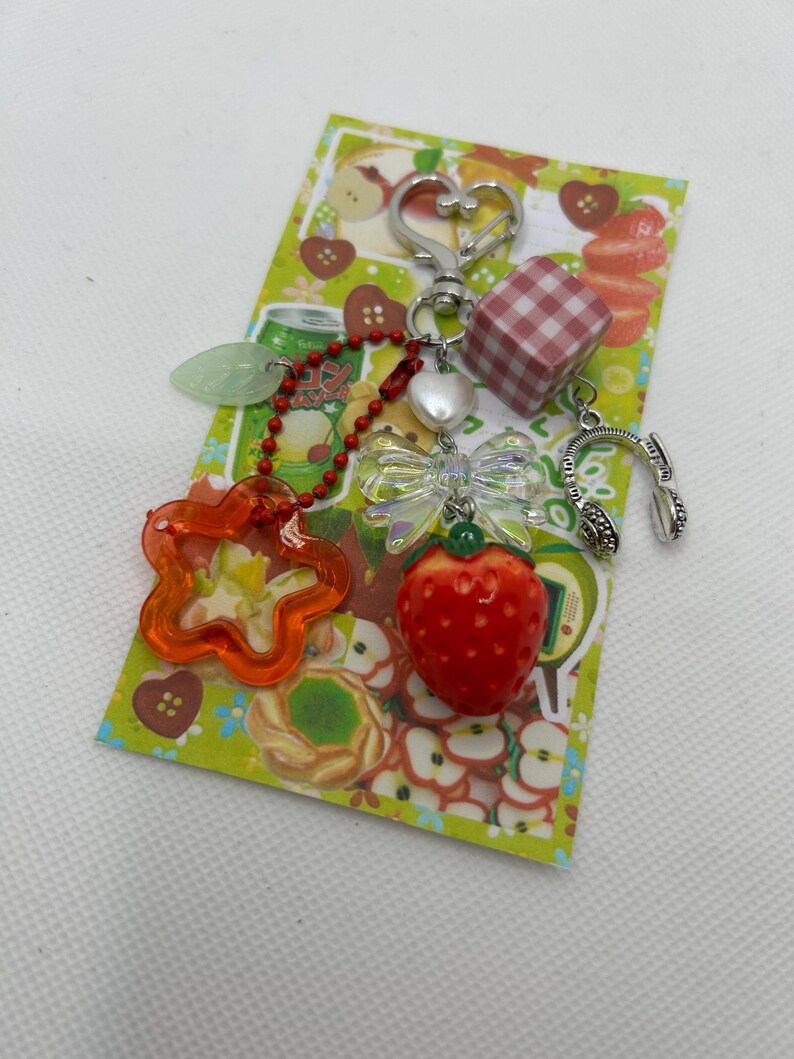 Strawberry Cream Keychain, Handmade Kawaii Keychain, Y2k 2000s Keychain ...