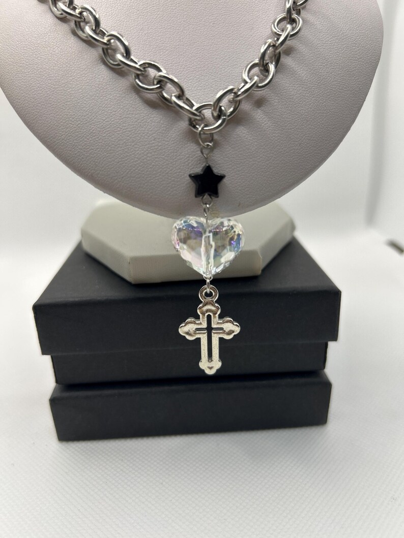 Punk Style Cross Choker, Cross Rolo Chain, Egirl Eboy Cross Necklace ...