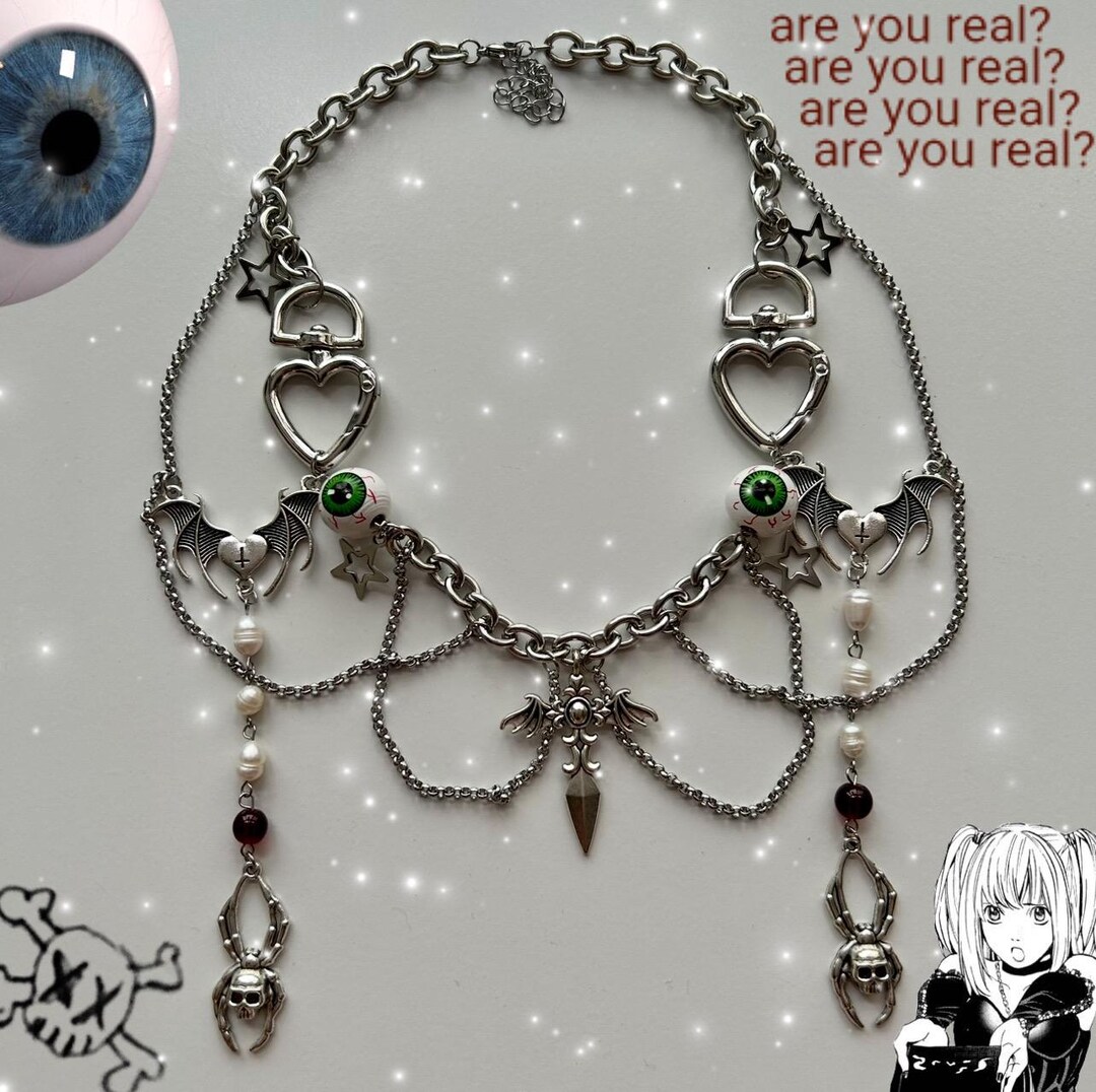 Chunky Chain Choker: Edgy Heart, Eyeball, & Spider Necklace - Etsy