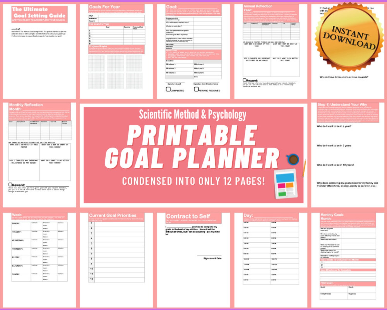Goal Setting Planner Instantly Download and Print Goal Setting Goal ...
