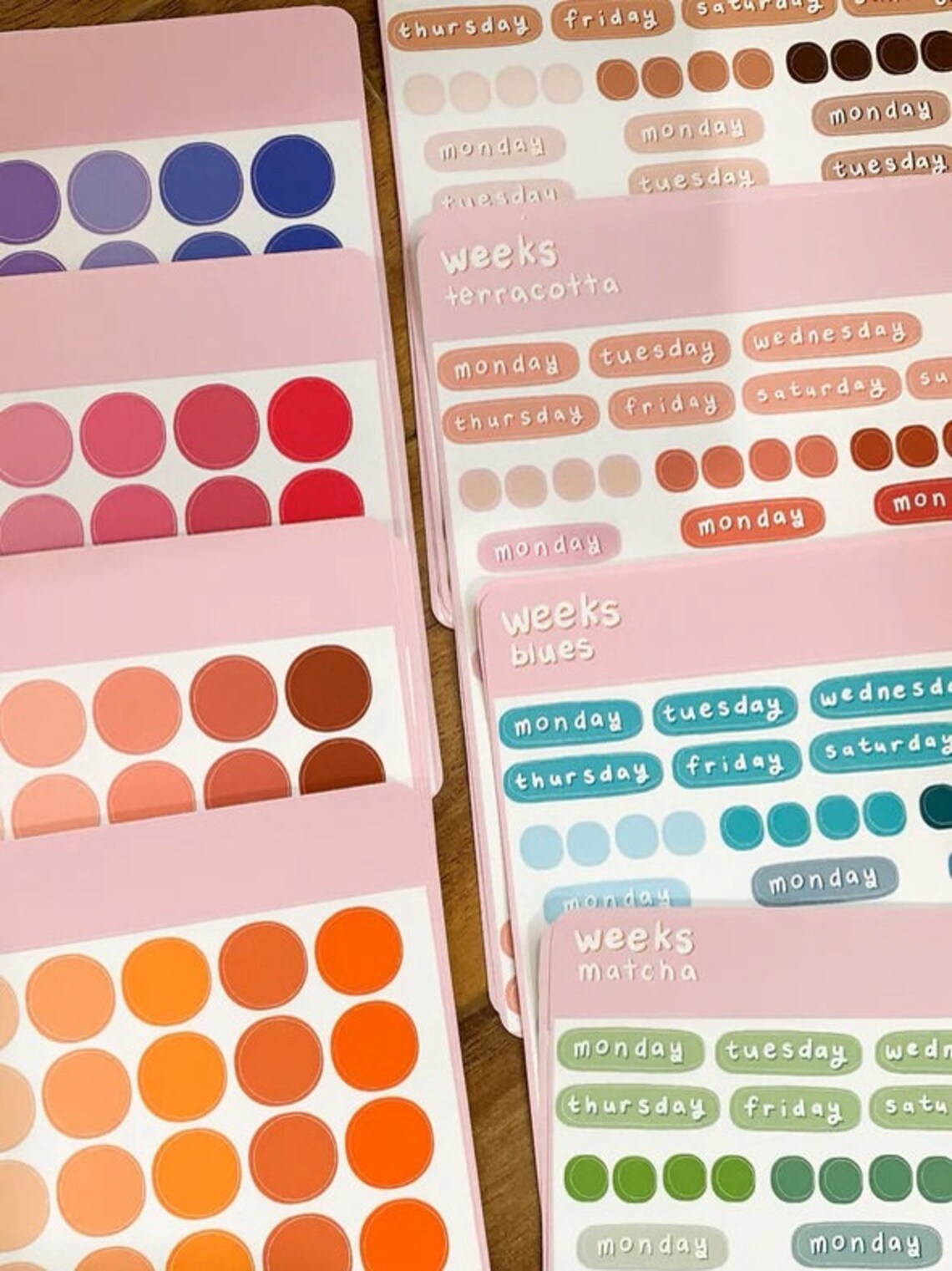 Days of the Week Sticker Sheet Matte Planner Organization Stickers - Etsy