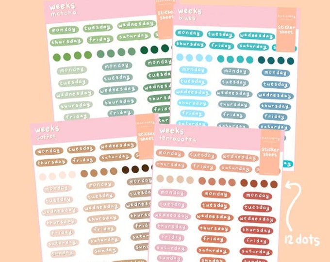 Days of the Week Sticker Sheet Matte Planner Organization Stickers - Etsy