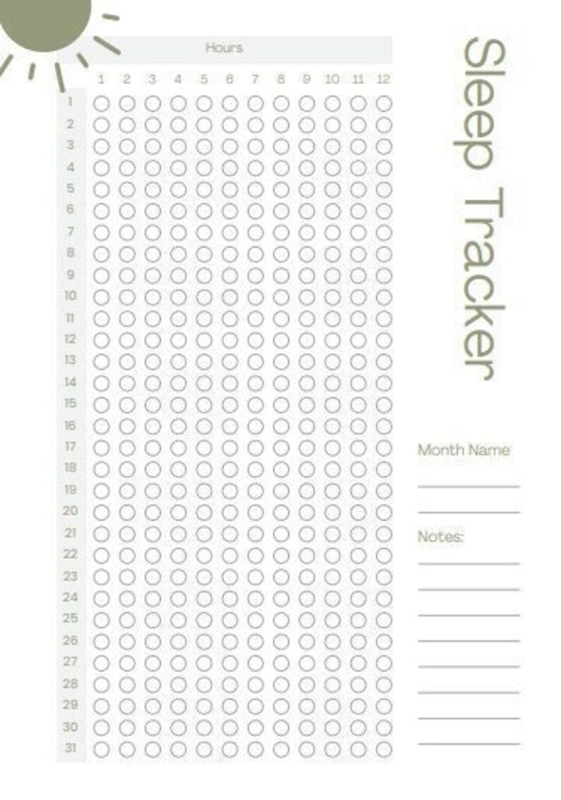Digital Printable Minimal Sleep Tracker & Planner - Etsy