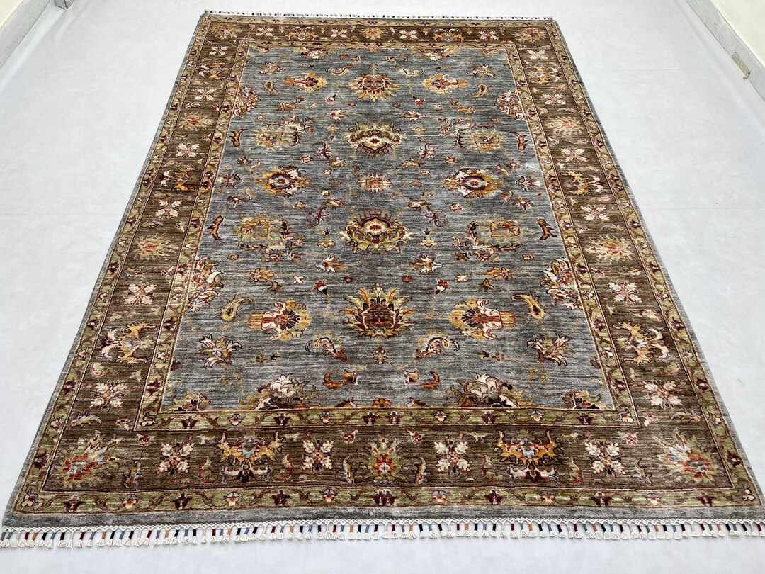 Handmade Zeigler Chobi Rug – 6x8 Gray Brown Wool Oriental Rug - Etsy