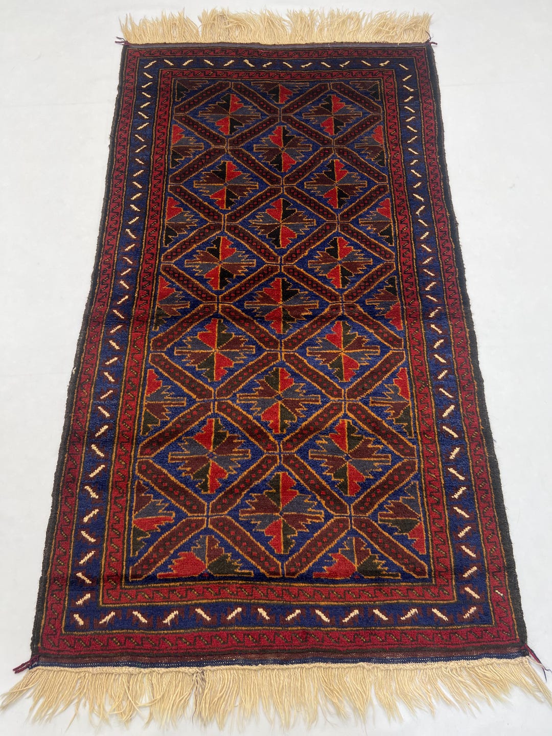 3x6 Ft Vintage Afghan Baluch Area Rug - Southwestern Style Geometric ...