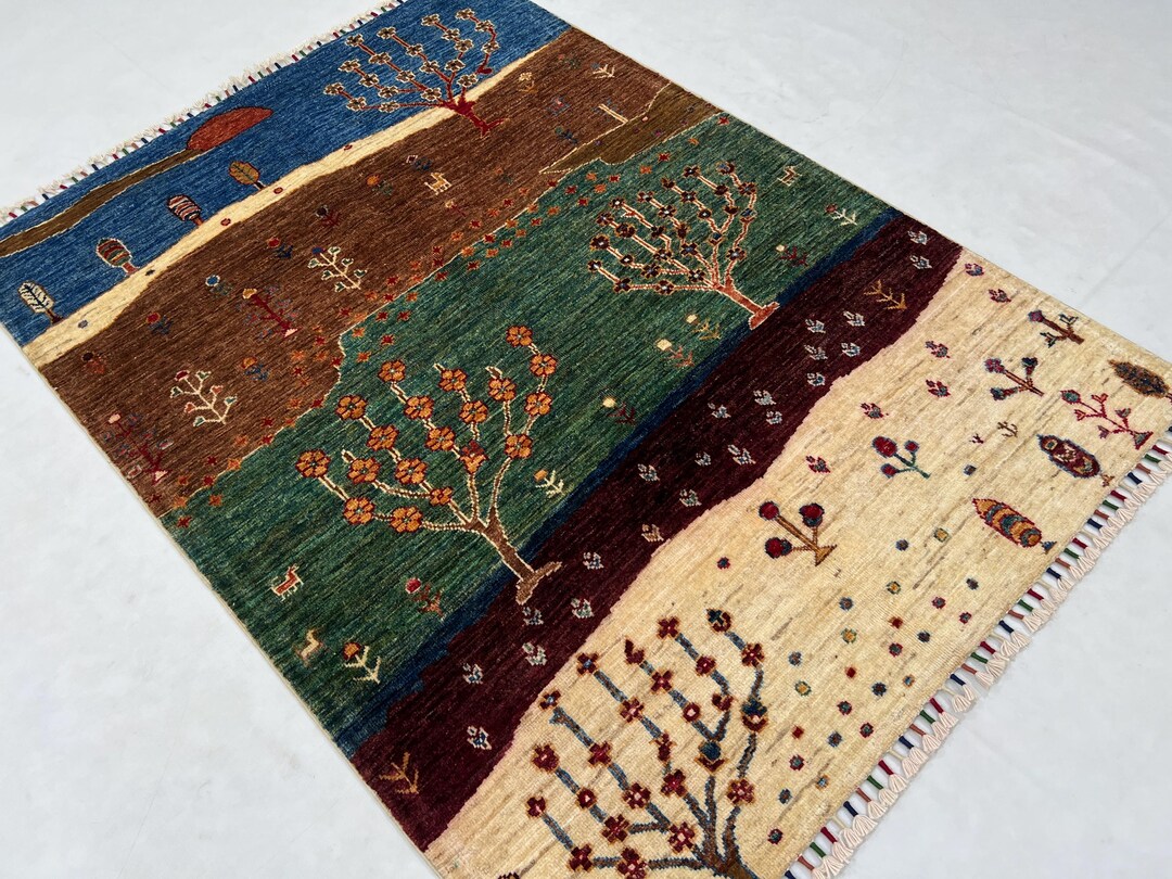 Handmade Tree of Life Wool Rug: 3x5 Tribal Beige Green Rug - Etsy